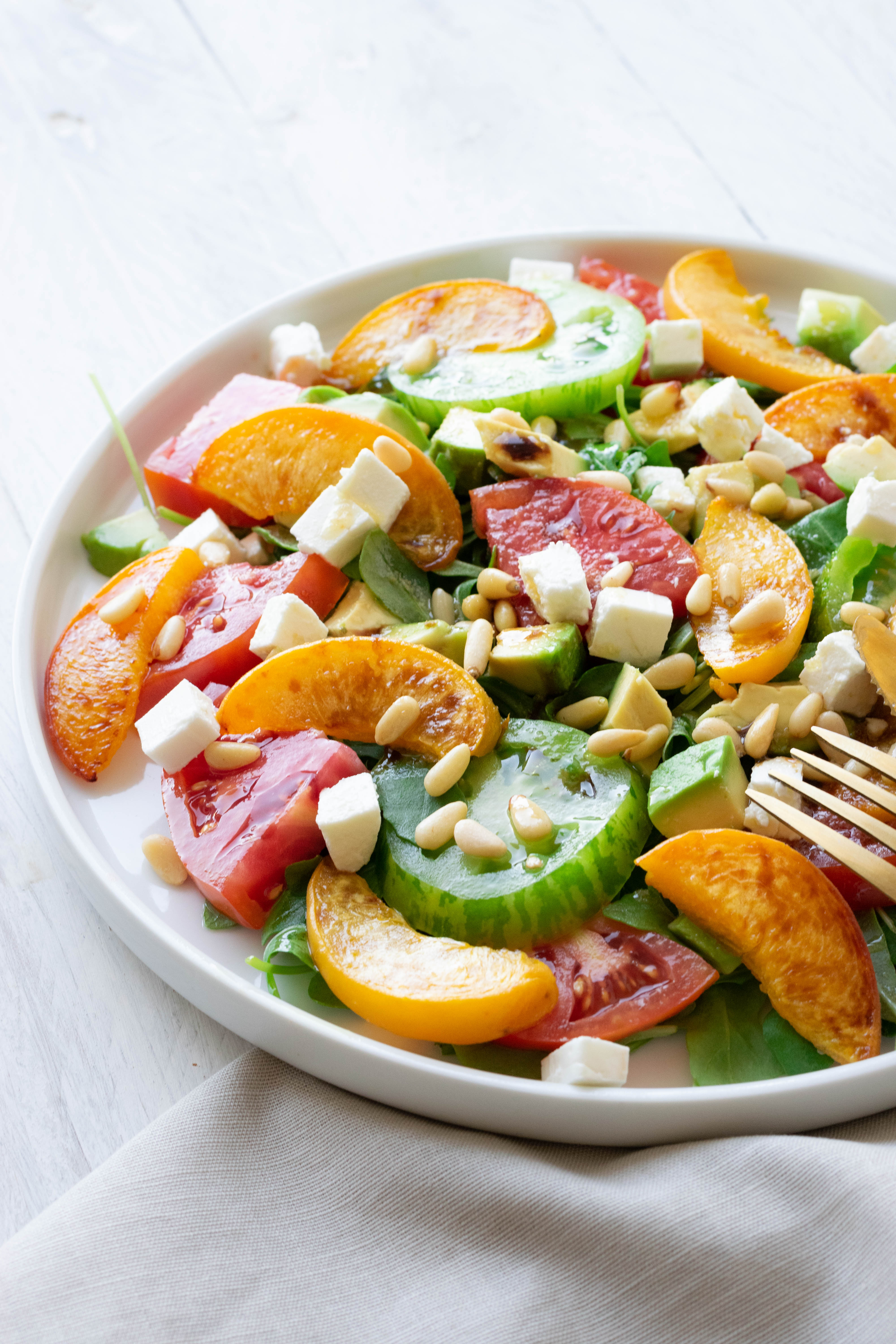 SALADE DE PÊCHES RÔTIES - Healthy Clemsy