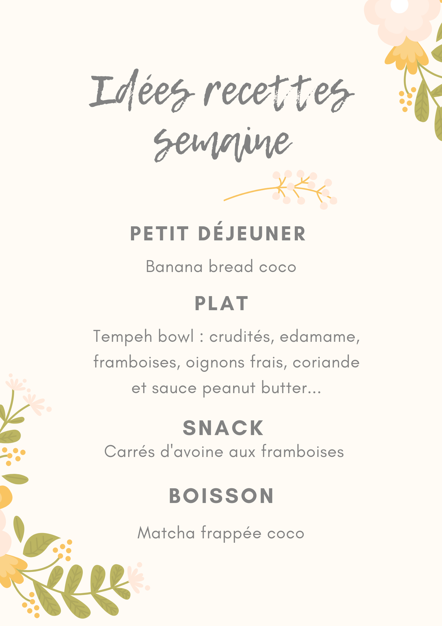 Idées recettes semaine 4 # - Healthy Clemsy
